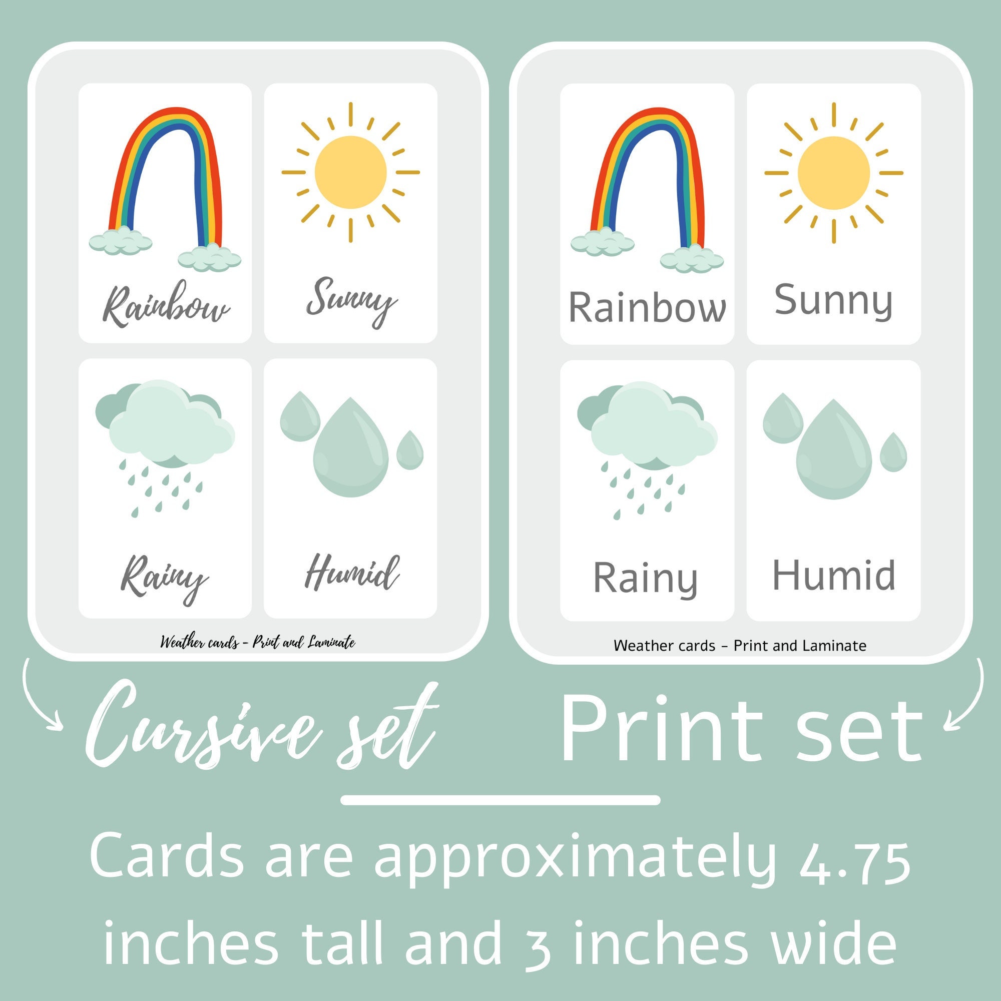 Preschool + Kindergarten Weather Flash Cards | Printable Weather Chart ...