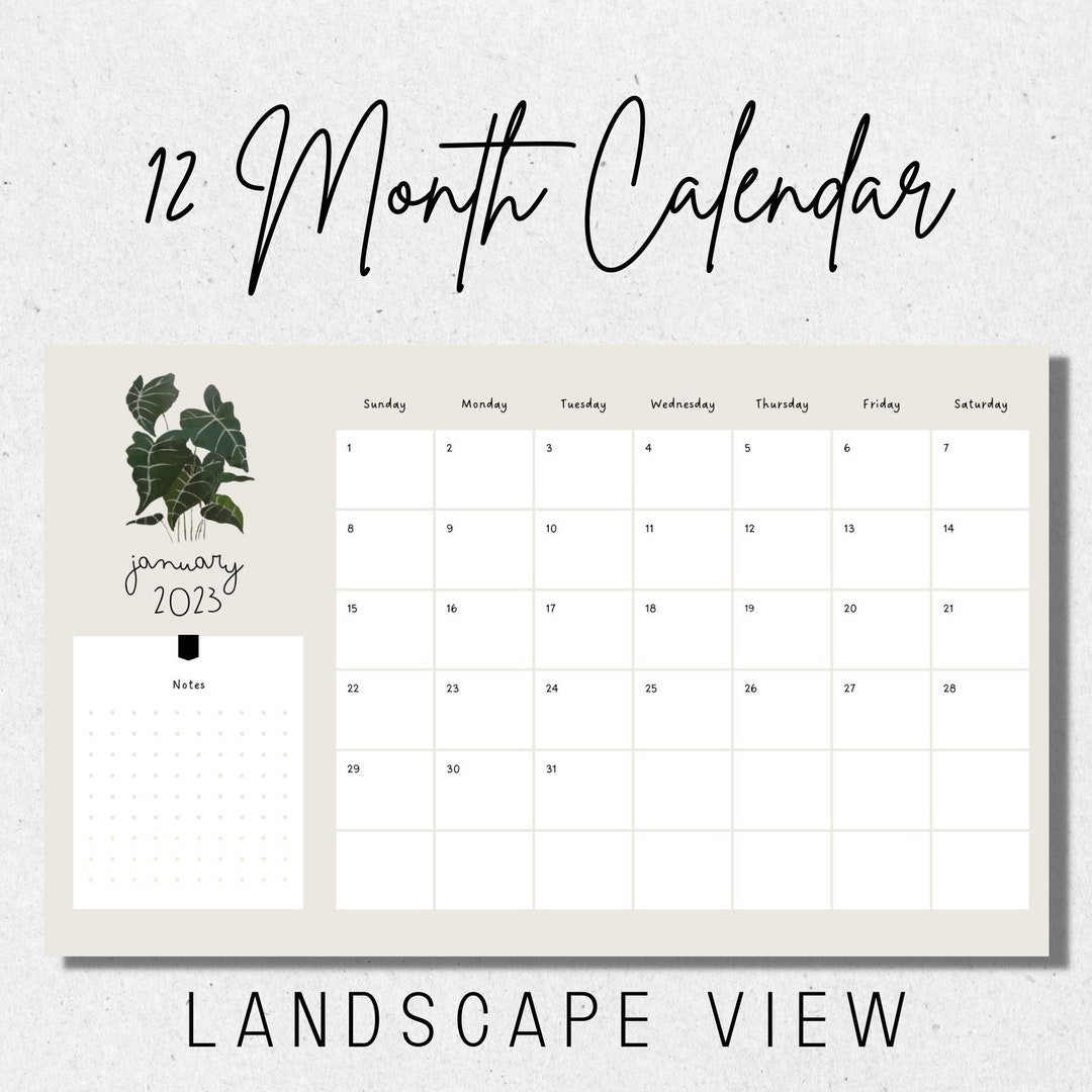 Plant Calendar Minimalist Calendar Earthy Calendar Printable Calendar ...