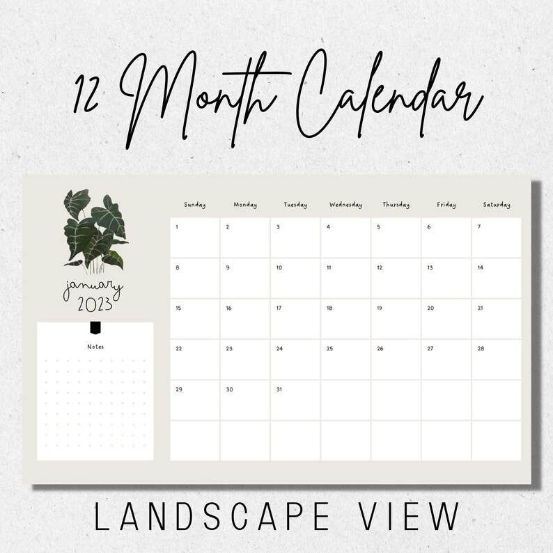 Plant Calendar Minimalist Calendar Earthy Calendar Printable Calendar ...