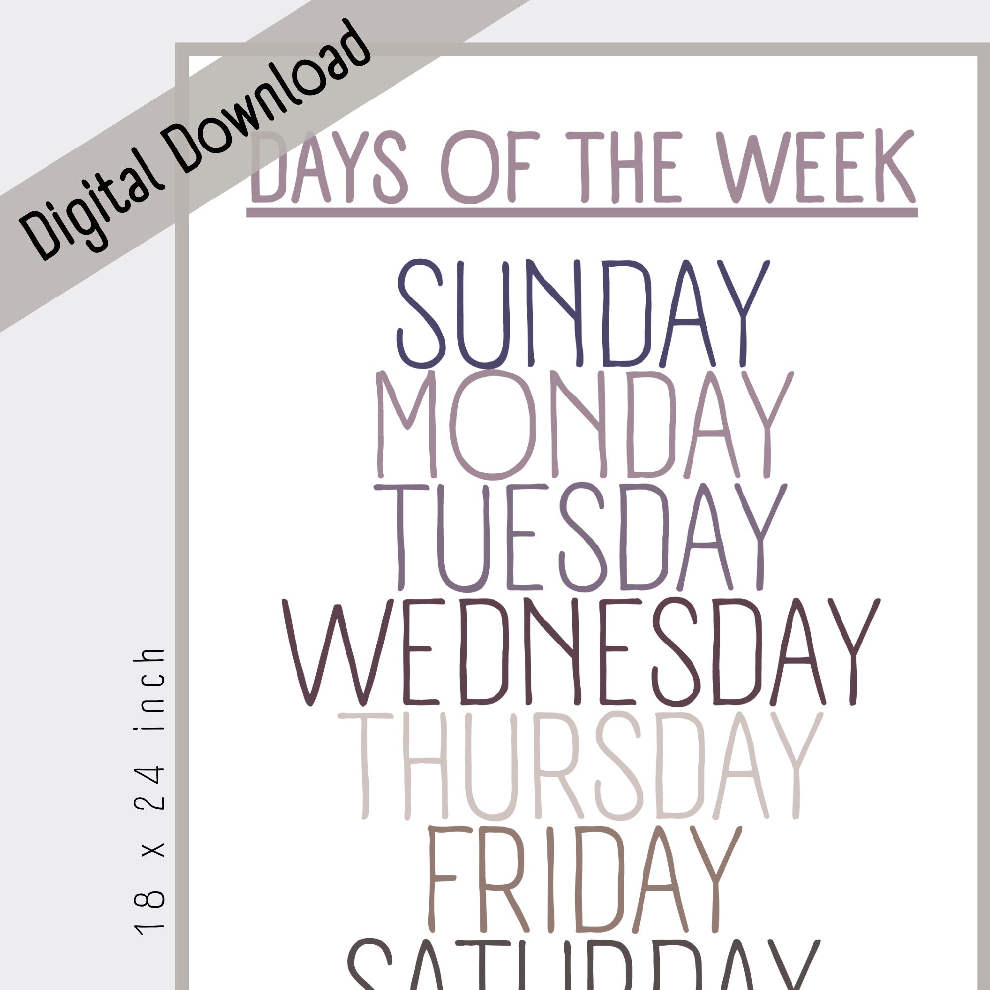 Days of the Week Poster | Days of the Week Wall Art | Wall Art ...