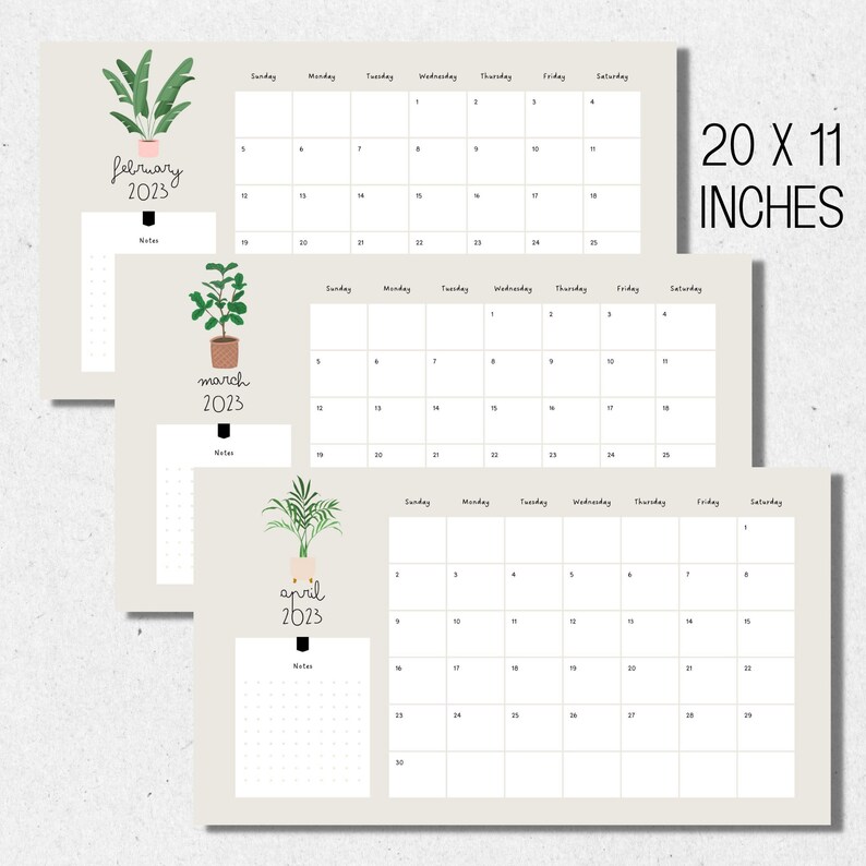 Plant Calendar Minimalist Calendar Earthy Calendar Printable Calendar ...
