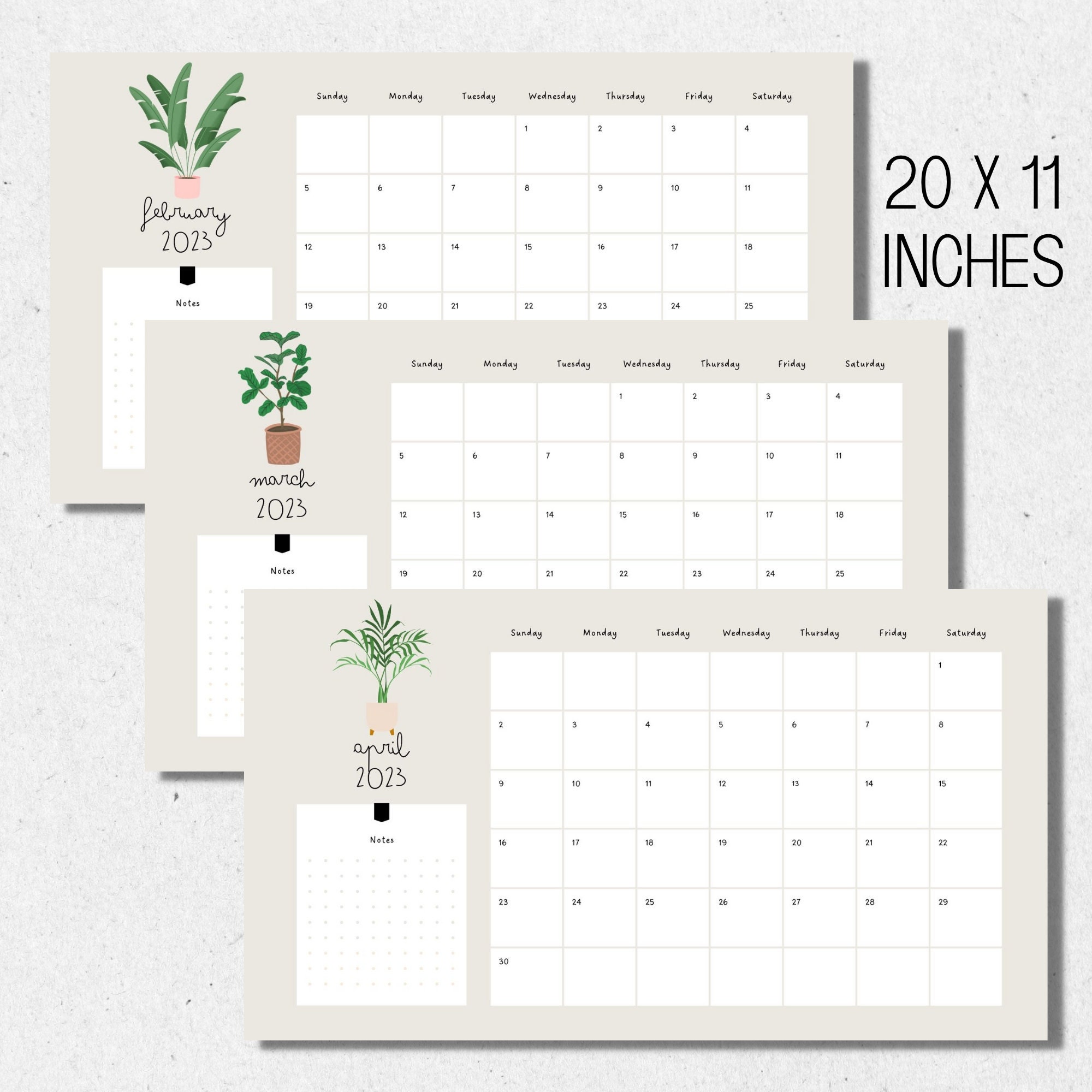 Plant Calendar Minimalist Calendar Earthy Calendar Printable Calendar ...
