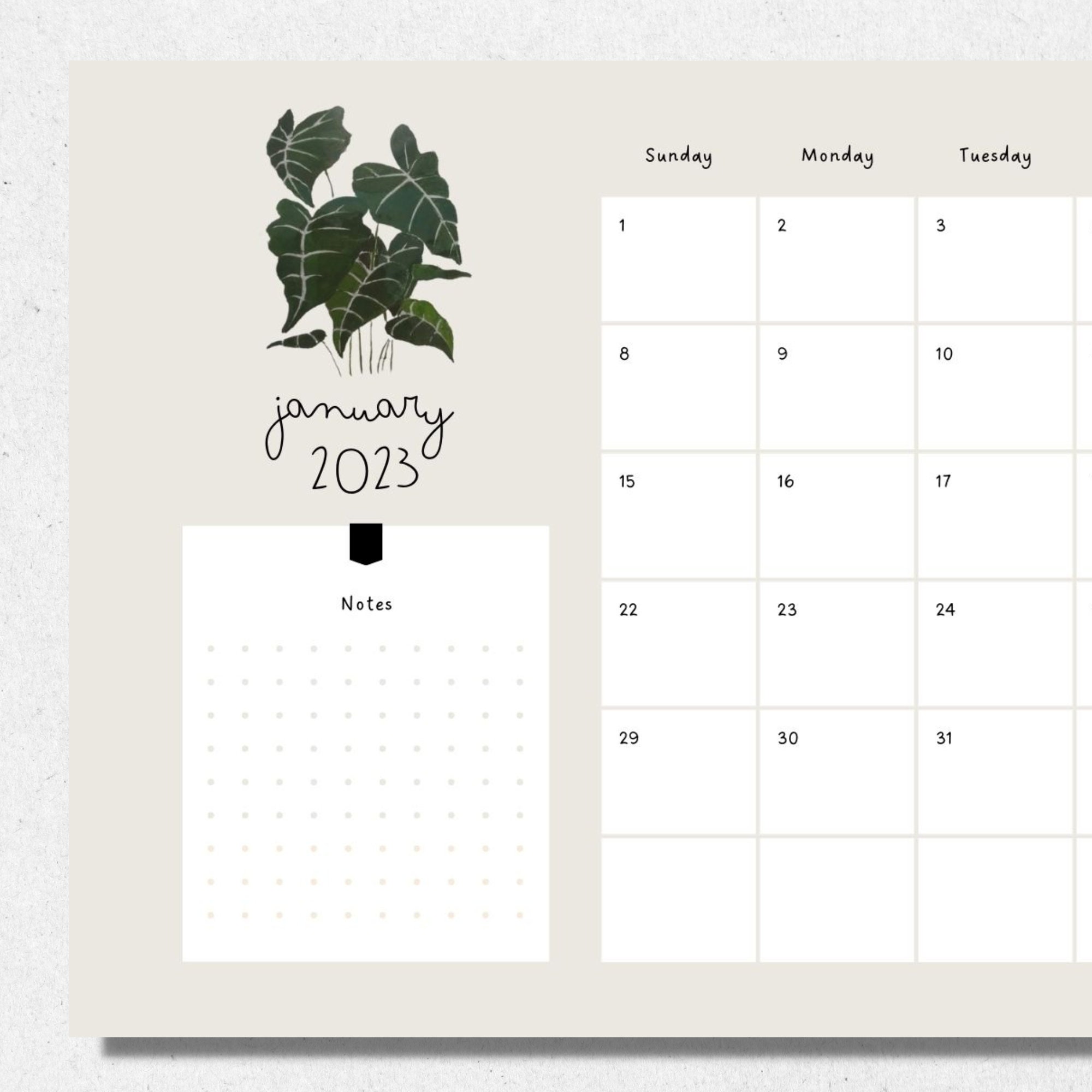 Plant Calendar Minimalist Calendar Earthy Calendar Printable Calendar ...