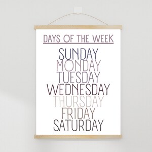 Days of the Week Poster | Days of the Week Wall Art | Wall Art ...
