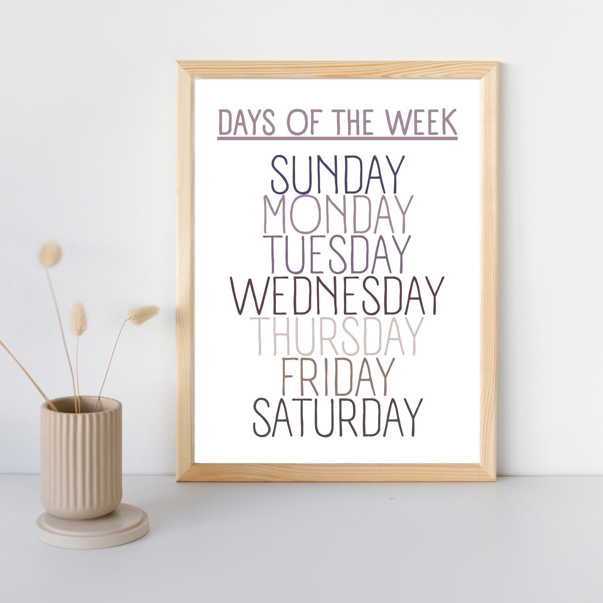 Days of the Week Poster | Days of the Week Wall Art | Wall Art ...
