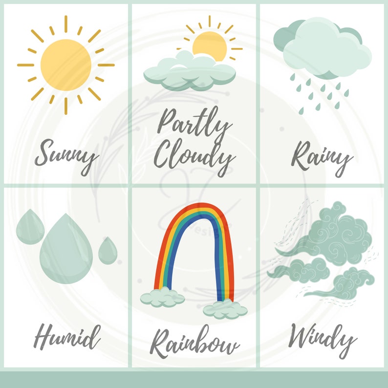 Preschool Kindergarten Weather Flash Cards Printable - Etsy