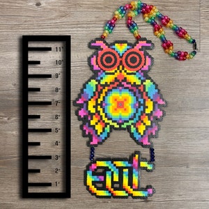 REZZ EDC Owl Perler Necklace Pixel Art Kandi Necklace - Etsy