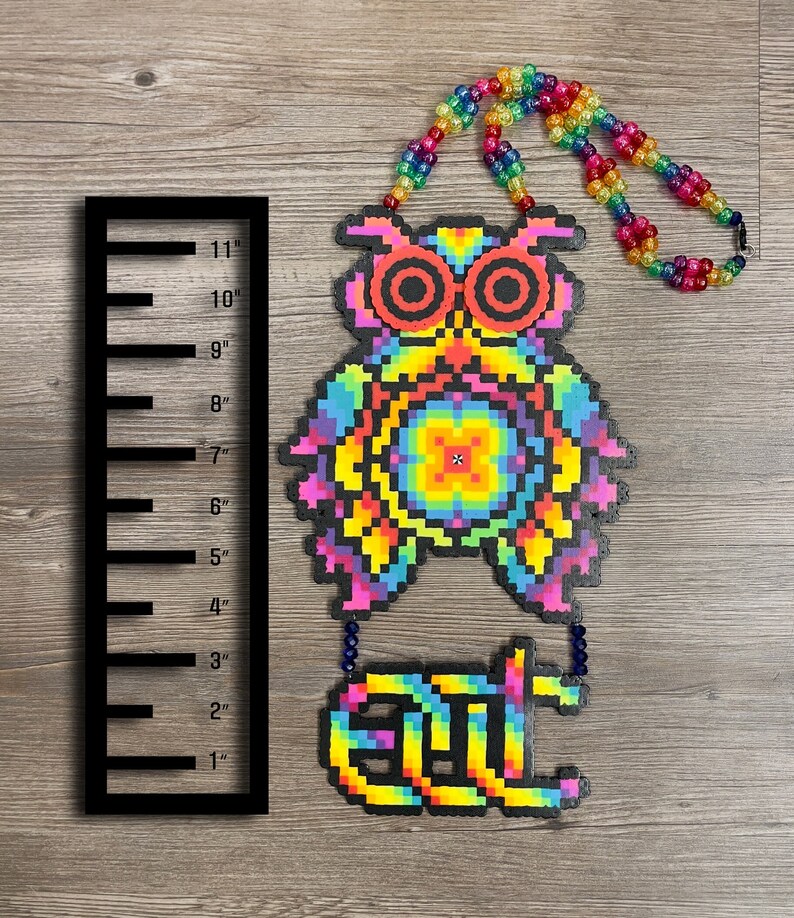 REZZ EDC Owl Perler Necklace Pixel Art Kandi Necklace - Etsy