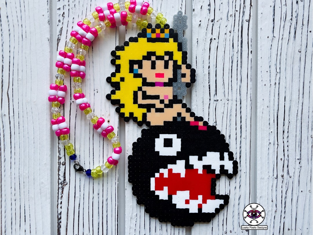 Princess Peach Perler Necklace by Leaky Pixels • Peach Perler • Chomp ...