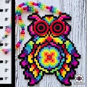 REZZ EDC Owl Perler Necklace Pixel Art Kandi Necklace Rave Perler - Etsy