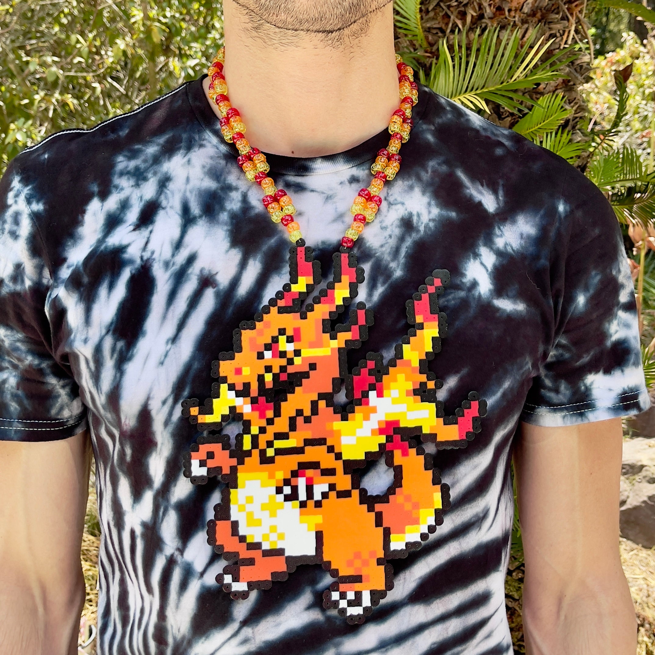 Gigantamax Charizard Perler Necklace by Leaky Pixels | Perler Necklace ...