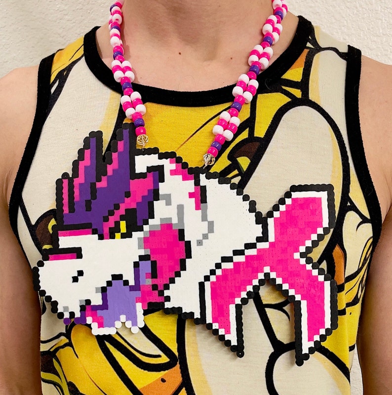 Excision Perler Necklace T-rex Dinosaur Dubstep DJ EDC - Etsy
