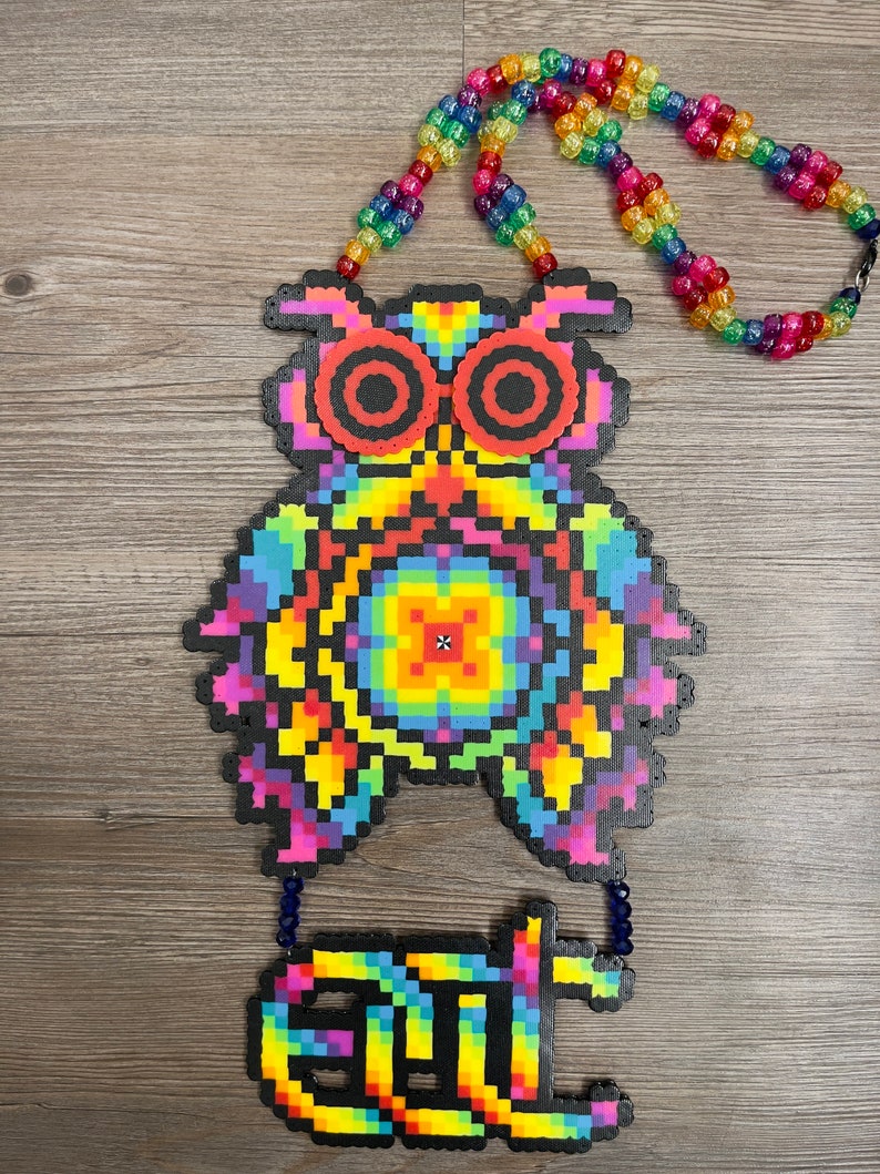 REZZ EDC Owl Perler Necklace Pixel Art Kandi Necklace - Etsy