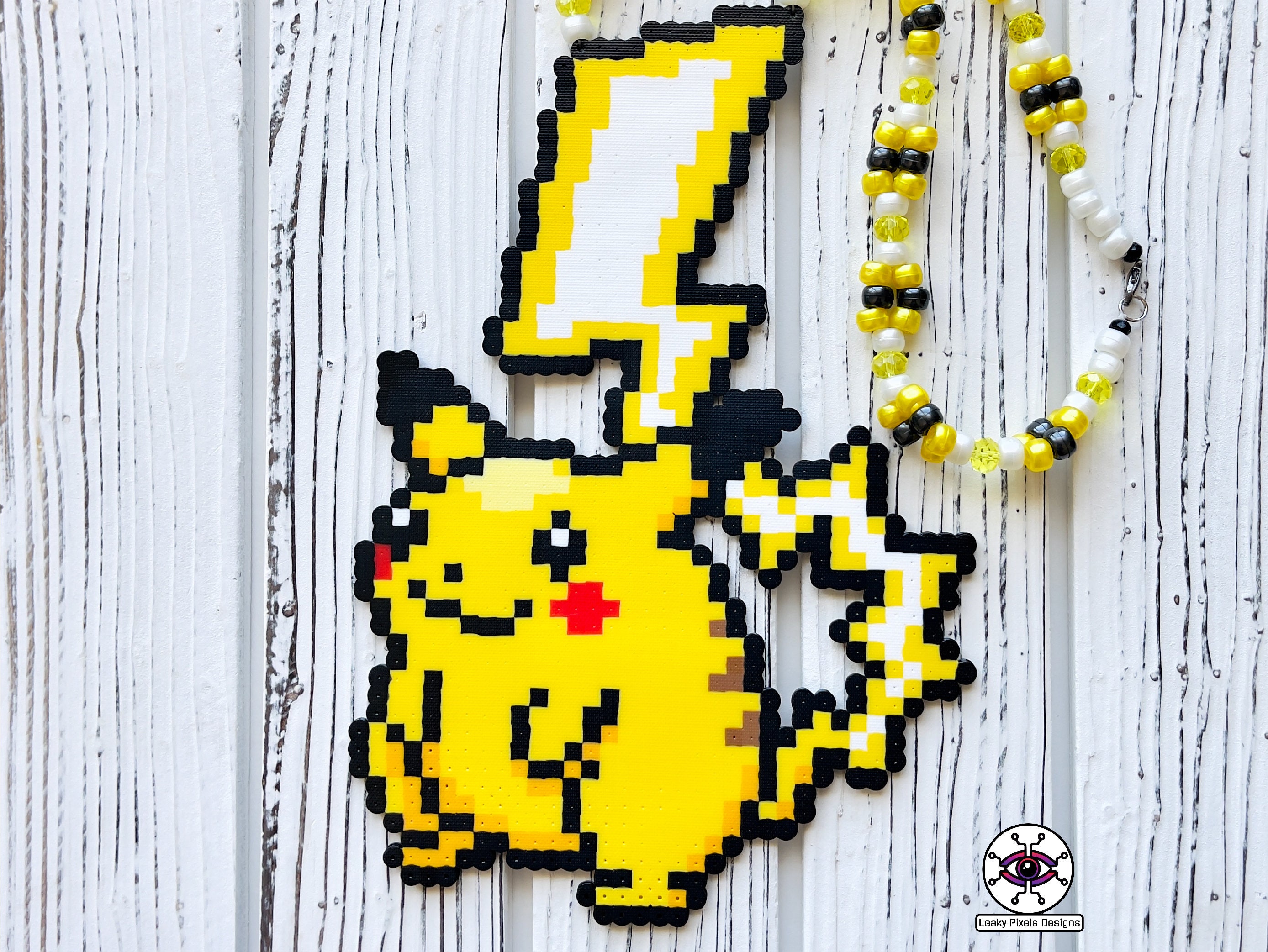 Gigantamax Pikachu Perler Necklace | Perler Necklace | Anime Perler ...