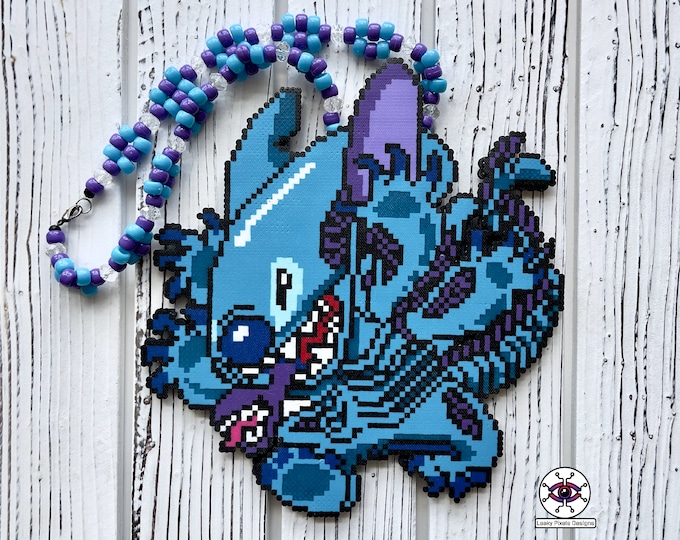 Blue Monster Alien Perler Necklace Rave Perler Alien Xenomorph Kandi ...