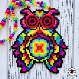 REZZ EDC Owl Perler Necklace Pixel Art Kandi Necklace Rave Perler - Etsy