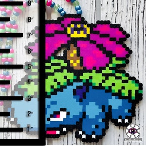 Venusaur Perler Necklace Rainbow Flower Pokémon Pixel Art Bead Sprite ...