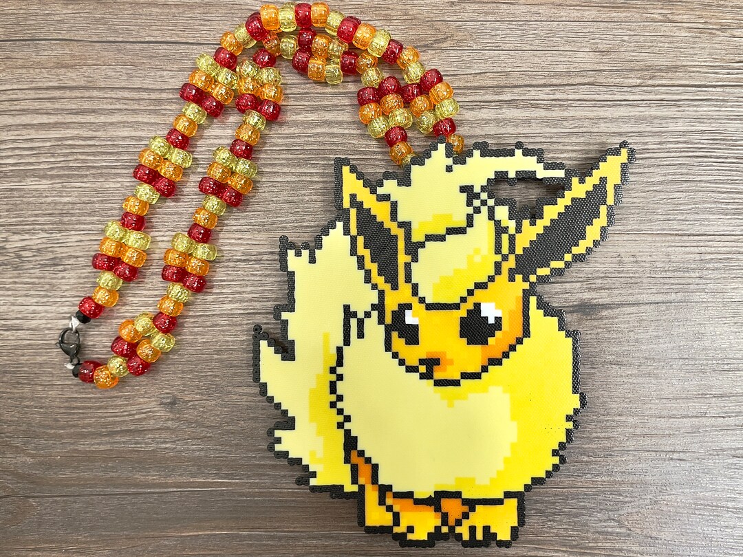 Flareon Perler Necklace Pokémon Birthday Gift Bead Sprite - Etsy
