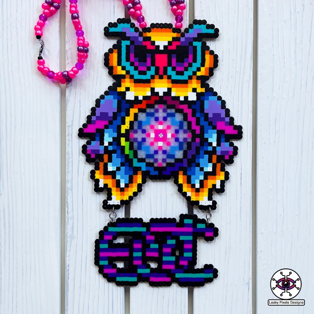 EDC Owl Perler Necklace by Leaky Pixels EDC Perler EDC Necklace Rave ...