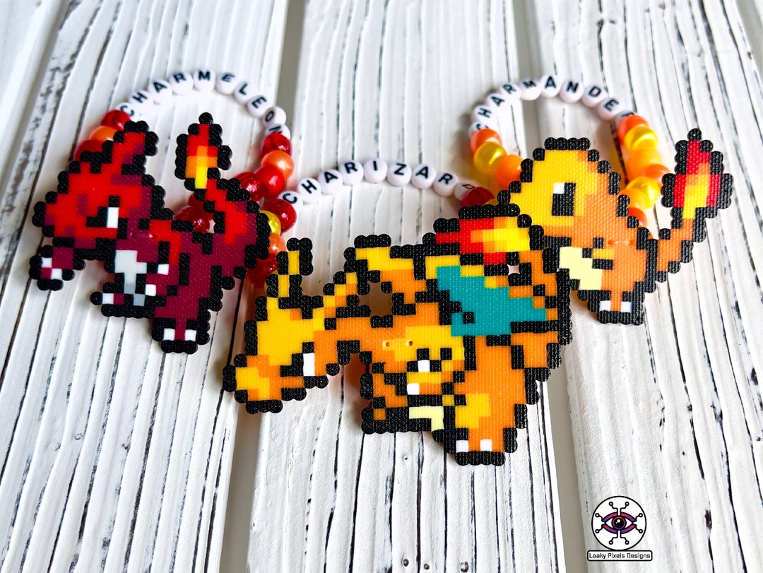 Charmander Charmeleon and Charizard Perler Bracelets | Bracelets | Fire ...