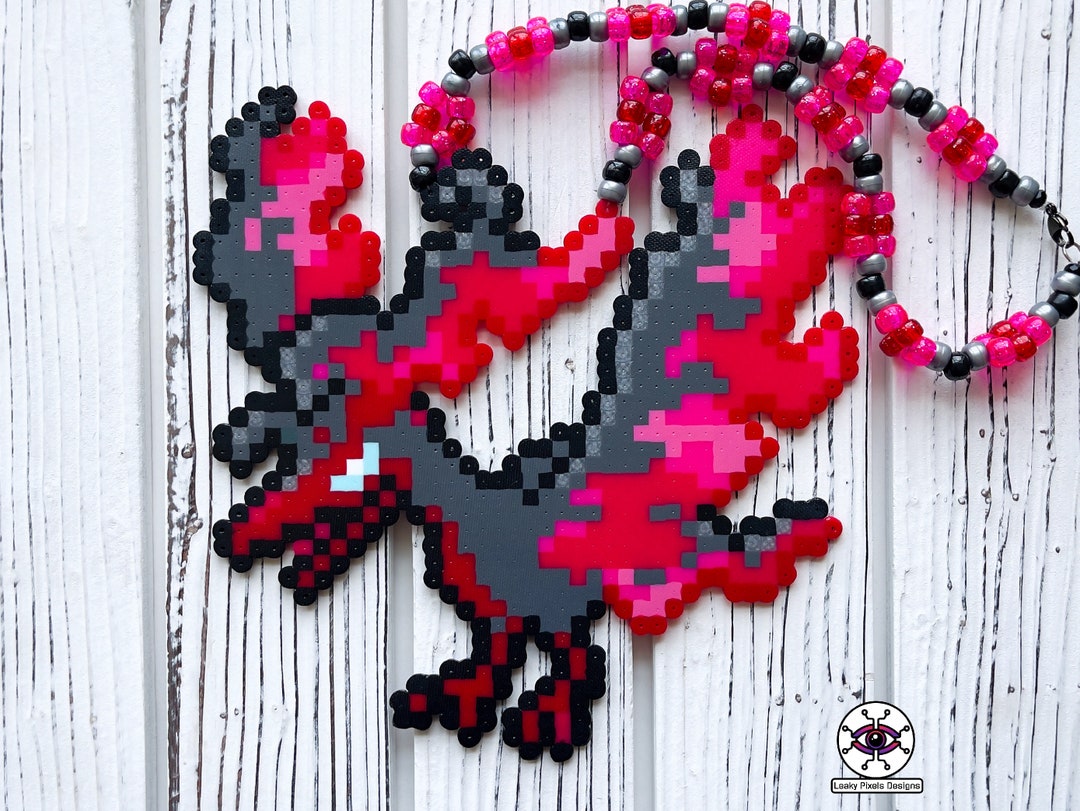 Galarian Moltres Perler Necklace Pokémon Jewelry Rave Perler Pixel Art ...