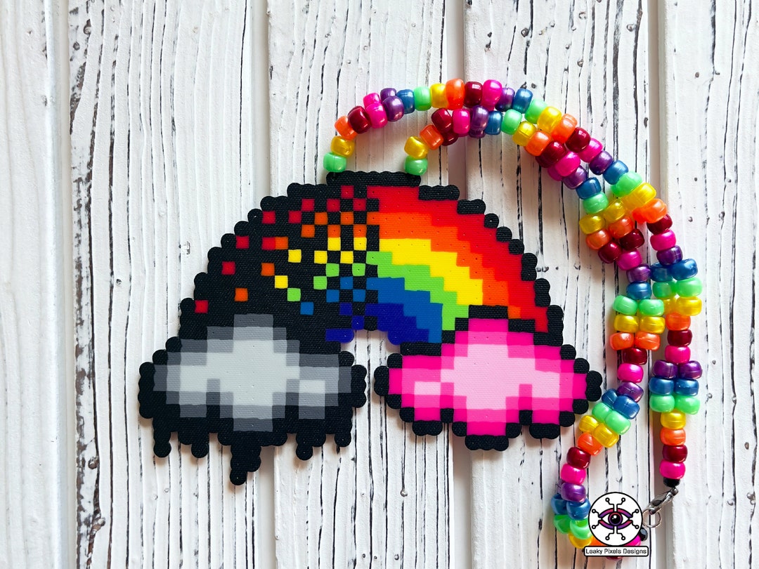Rainbow Perler Necklace Rave Perler EDC Outfit Kandi Necklace Colorful ...