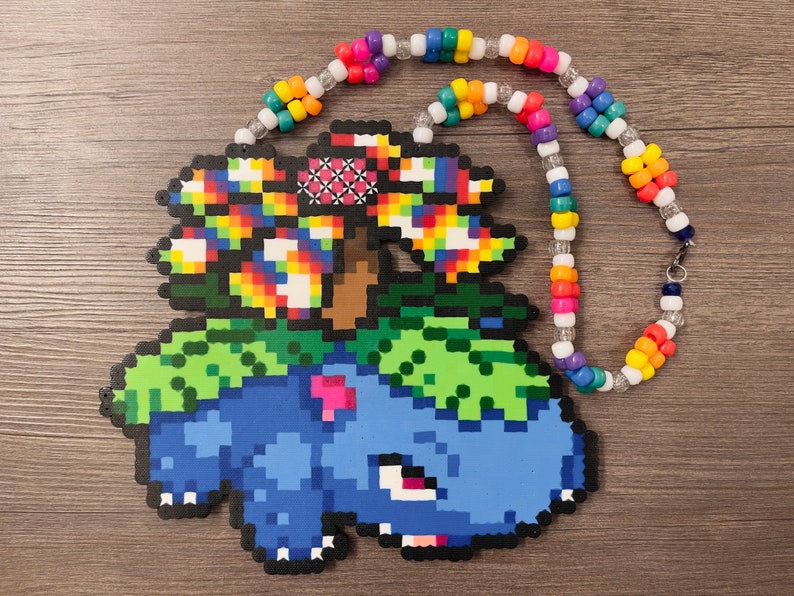 Venusaur Perler Necklace Rainbow Flower Pokémon Pixel Art - Etsy