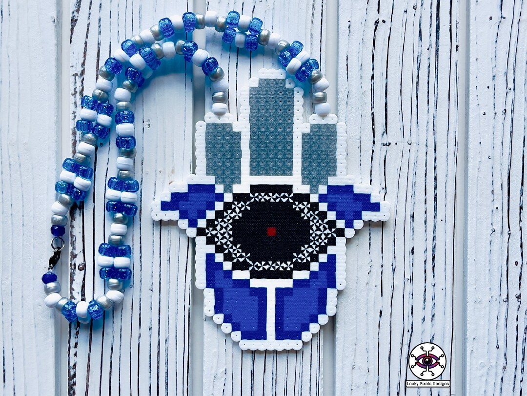Evil Eye Perler Necklace by Leaky Pixels • Evil Eye Perler • Evil Eye ...
