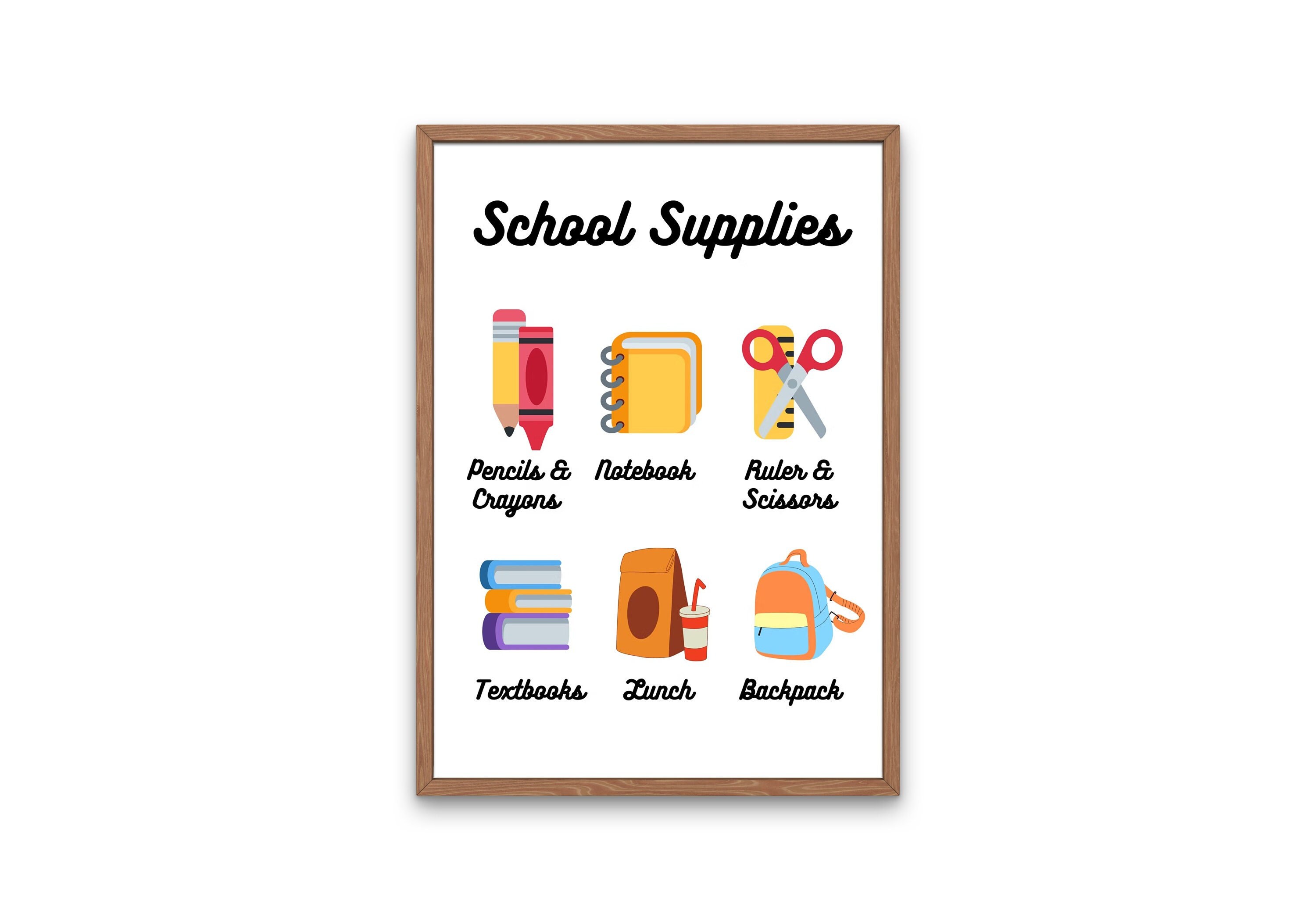School Supplies - Digital Printout - Bright/primary Colors - Nursery ...