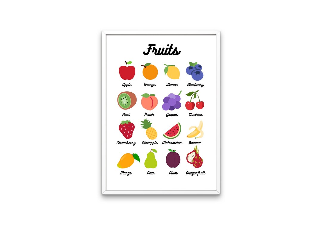 Fruits - Digital Printout - Bright/primary Colors - Nursery ...