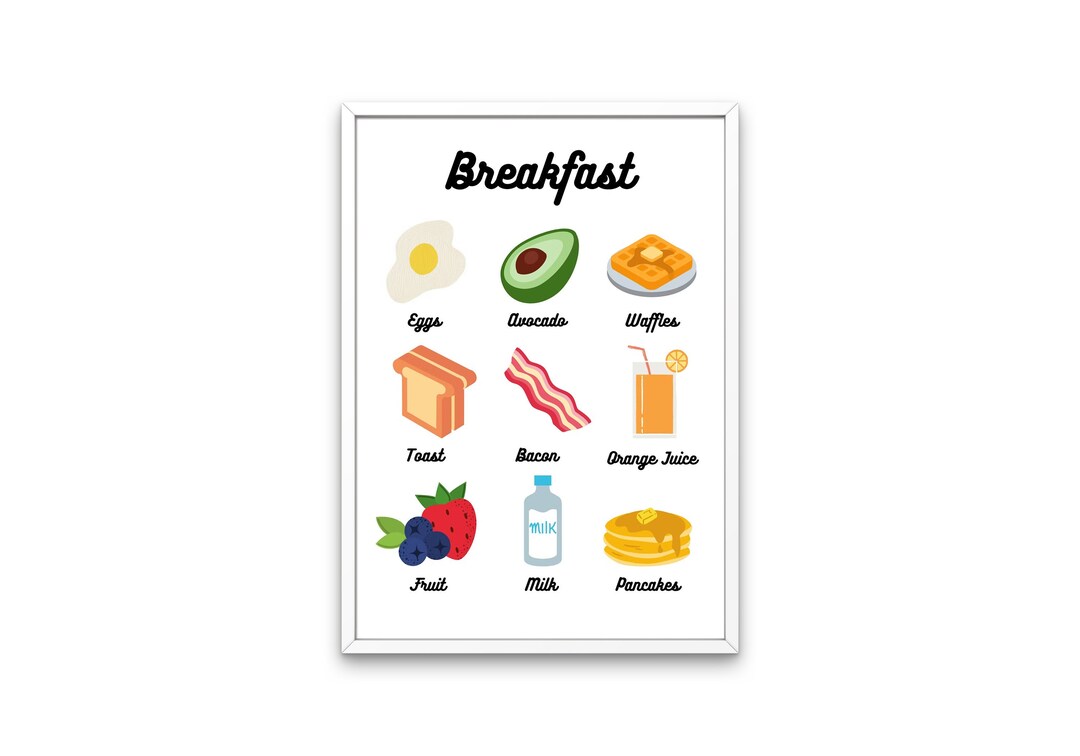 Breakfast - Digital Printout - Bright/primary Colors - Nursery ...