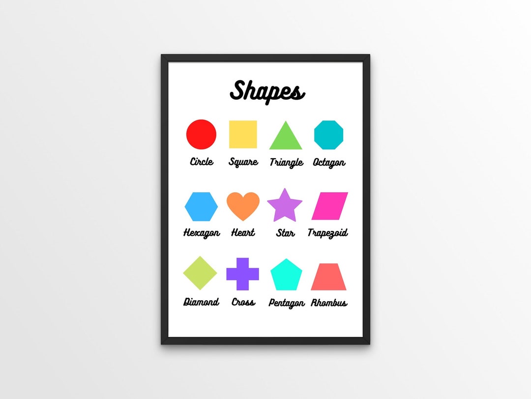 Shapes Digital Printout - Bright/primary Colors - Nursery/homeschooling ...