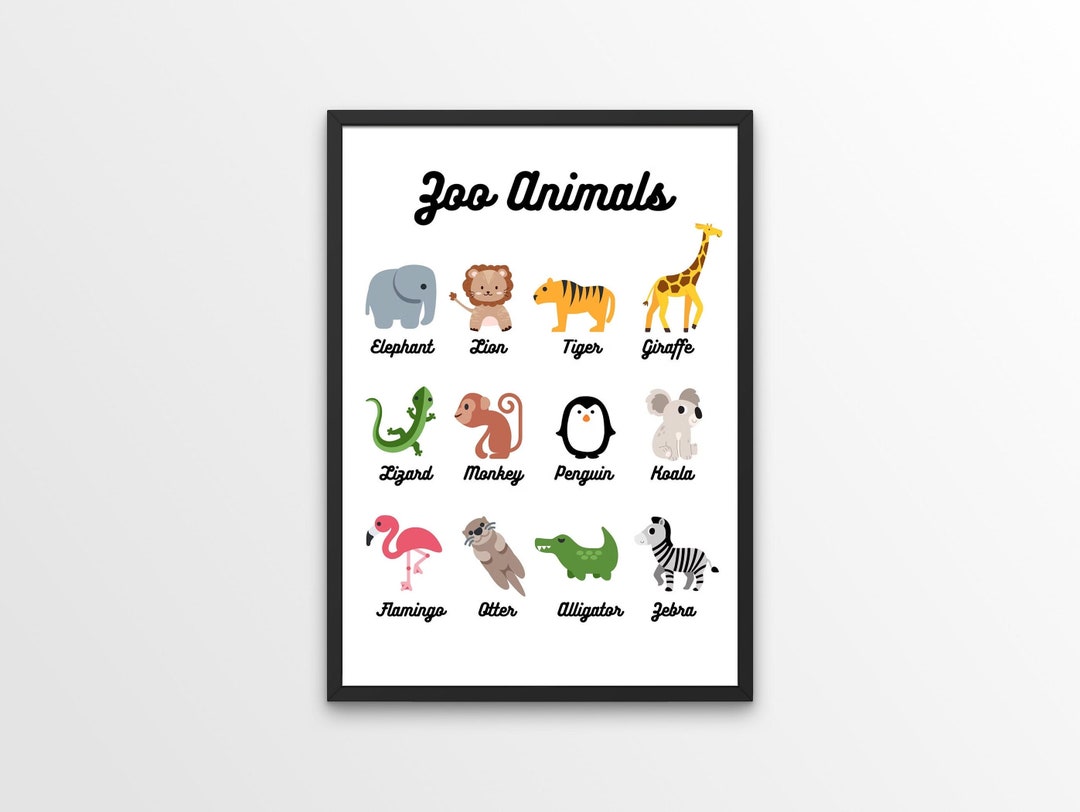 Zoo Animals Digital Printout - Nursery/homeschooling/montessori - 6 ...
