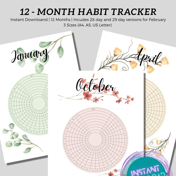 Circle Daily Habit Tracker / Printable Habit Tracker / Routine Tracker ...