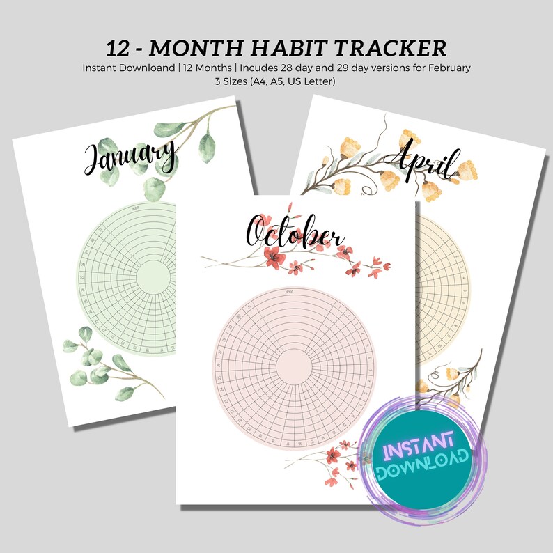 Circle Daily Habit Tracker / Printable Habit Tracker / Routine - Etsy