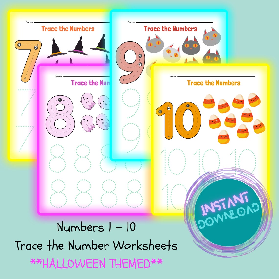 Number1 10 Printable Trace the Number Learning Activity - Etsy