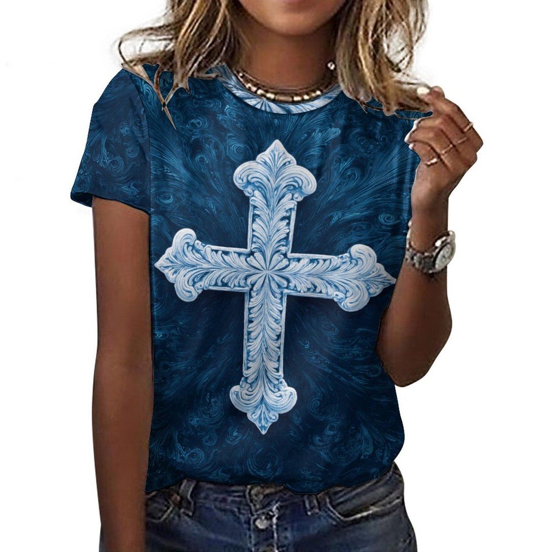 Cross Graphic Tee: Cotton Short Sleeve T-shirt - Edgy Art Fashion - Etsy