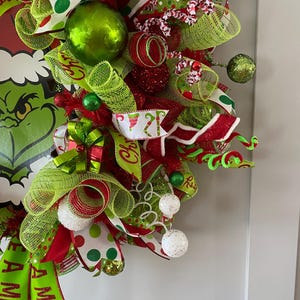 Grinch Wreath, Grinch Theme Wreath, Christmas Grinch, Green Monster ...
