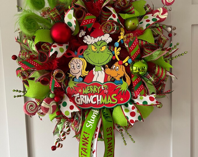 Grinch Wreath Grinch Wreath Theme Green Monster Cindy Lou Christmas ...