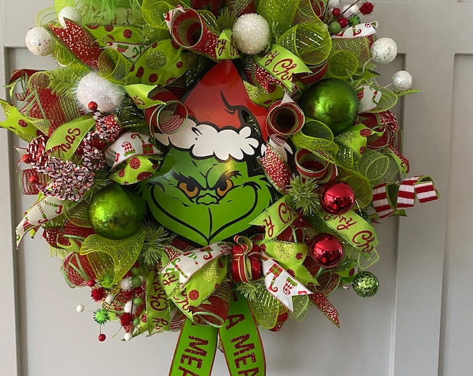 Grinch, Christmas Grinch Theme, Christmas Wreath, Green Monster ...