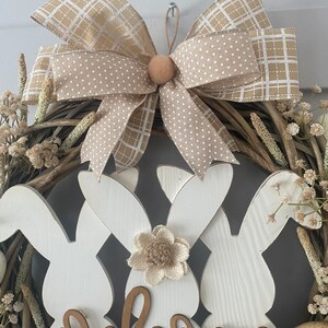 Easter Rabbits Willow Wreath, White and Beige Rabbits Wreath, Easter ...