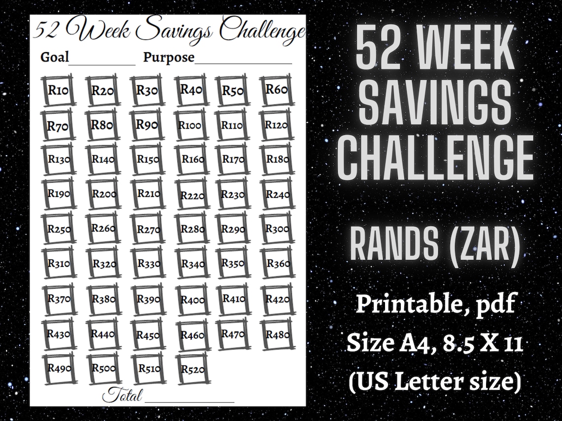 52 Week Savings Challenge, Minimalist, Savings Tracker, A4 & 8.5 X ...