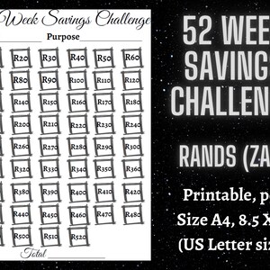 52 Week Savings Challenge, Minimalist, Savings Tracker, A4 & 8.5 X 11inc, Printable, PDF ...