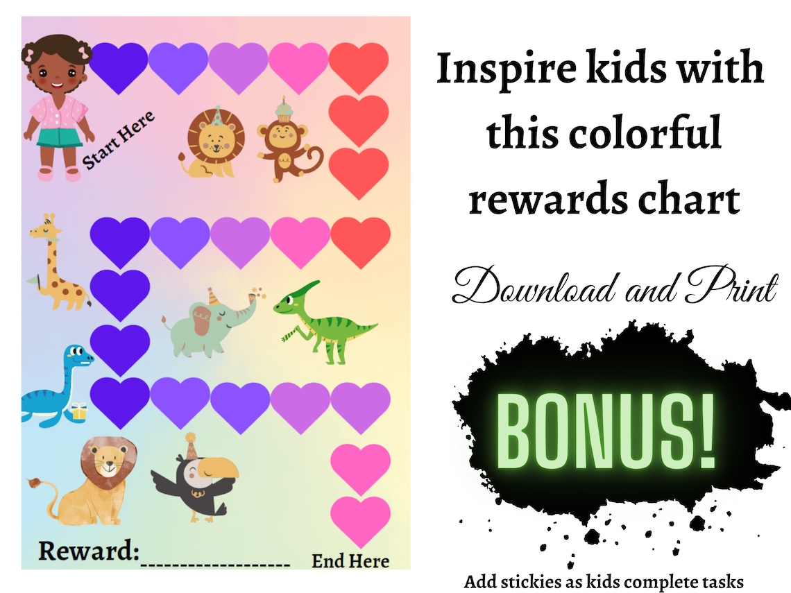 Fun Rewards Chart, Sticker Chart, Printable, Downloadable, Potty ...