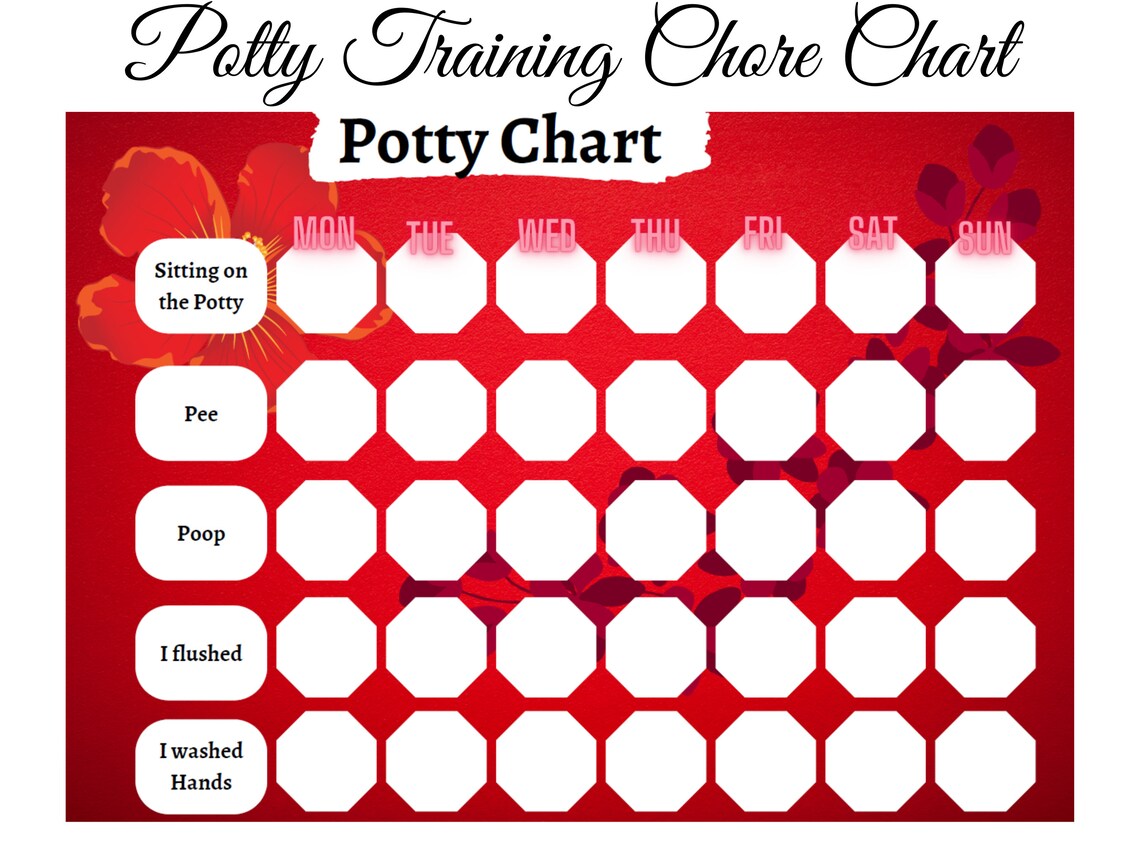 Potty Training Chart, 5 Design, Rewards Chart, Potty Training ...