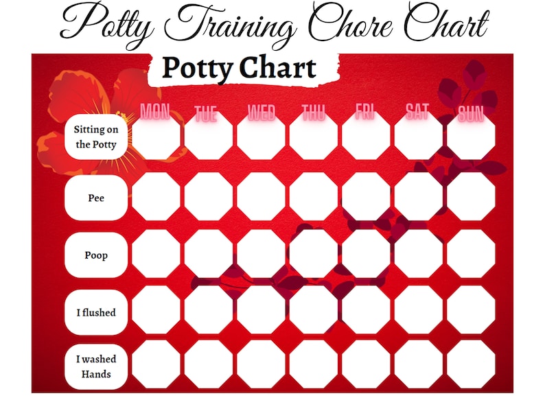 Potty Training Chart, 5 Design, Rewards Chart, Potty Training ...