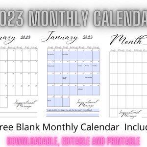 2023 Monthly Planner, Minimalist Editable and Printable Monthly ...