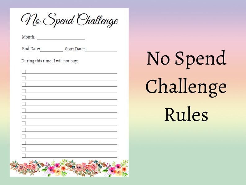 No Spend Challenge, 31 Days Monthly Challenge, Printable, Savings ...