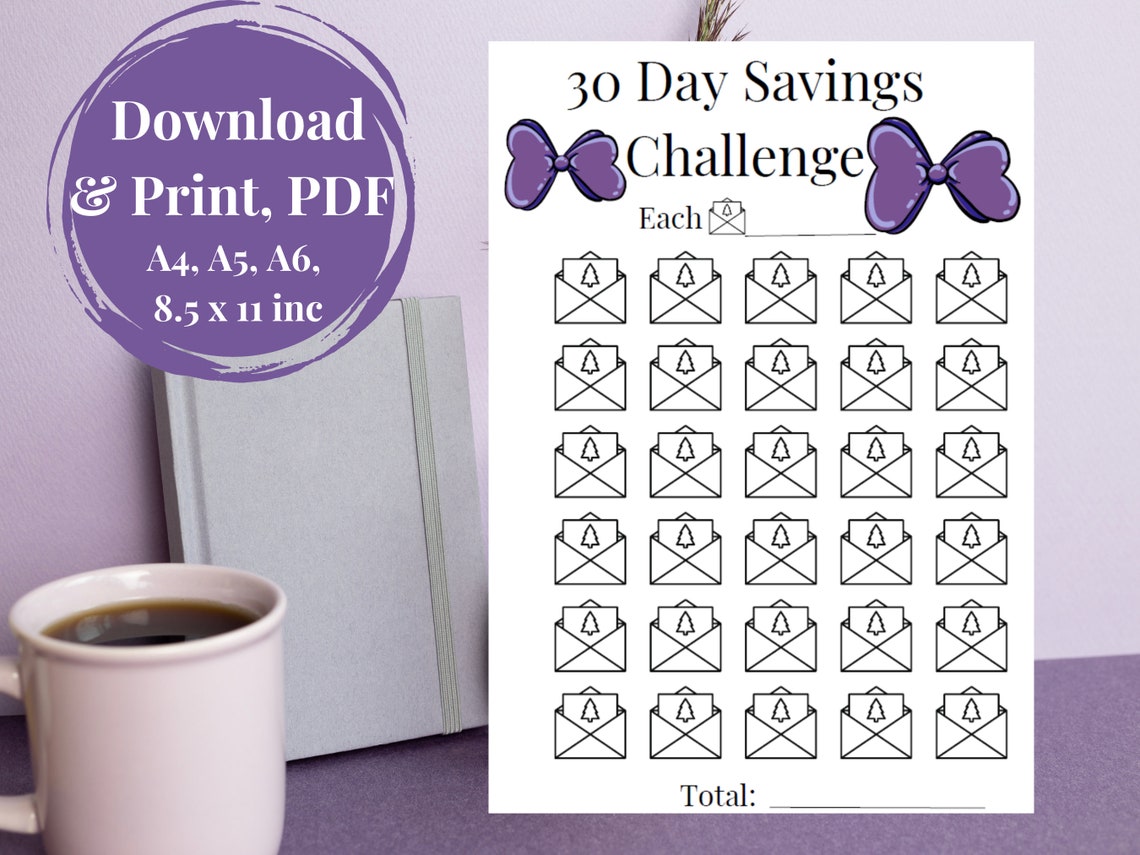 30 Day Savings Challenge, Low Income Savings Challenge, Financial Goals ...