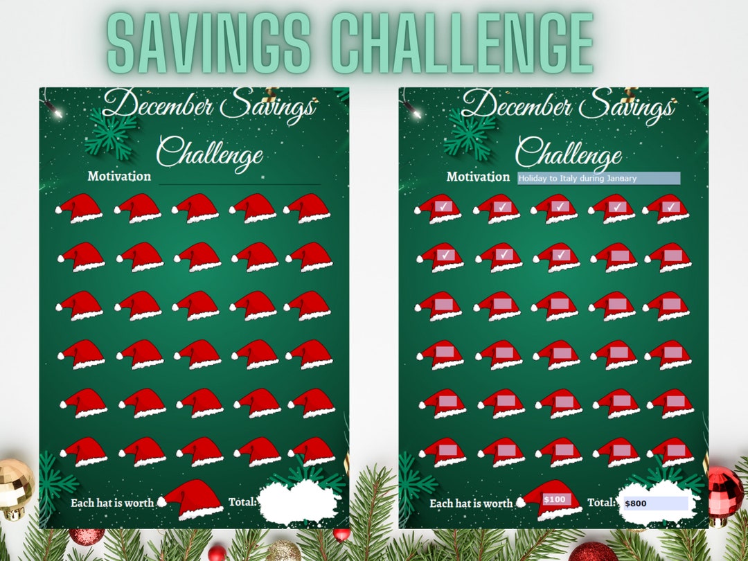December Savings Challenge, Printable (pdf) Editable Downloadable, A4 ...